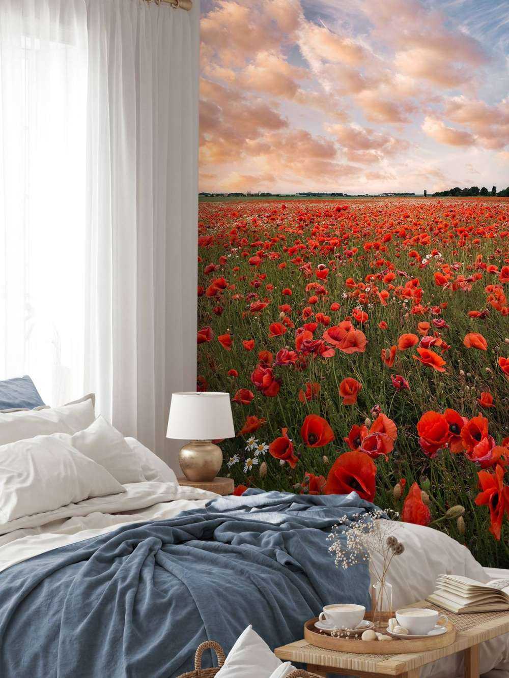 Poppy field in Sweden - Fotobehang
