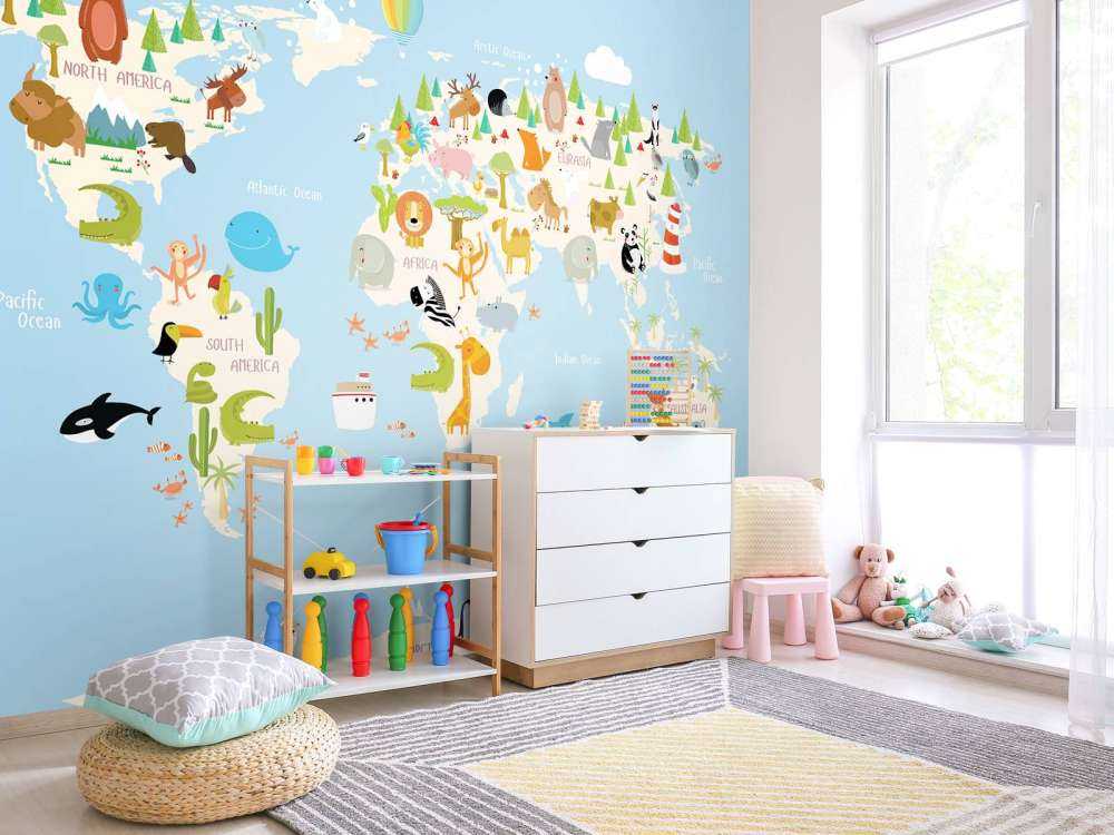 Map van de wereld - Fotobehang