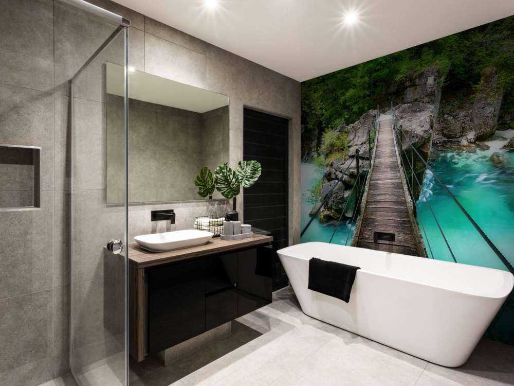 Brug over prachtig blauwe rivier - Fotobehang