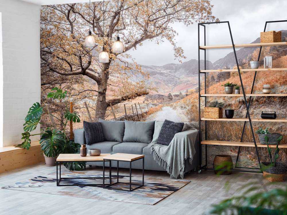 Pad tussen de bergen - Fotobehang