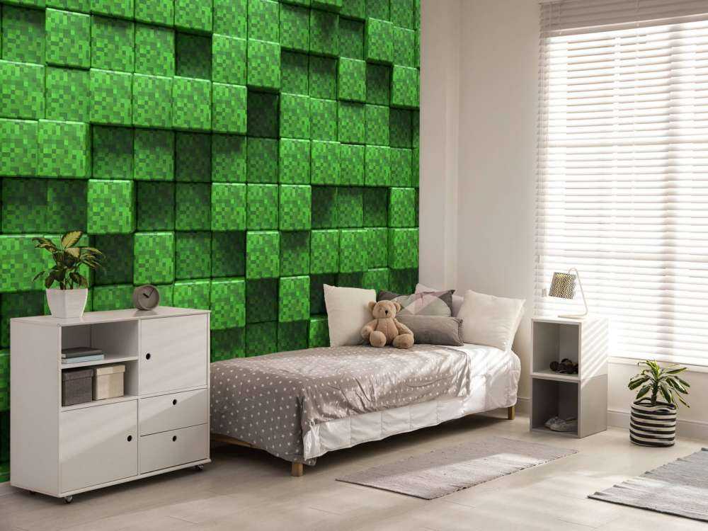 3D Minecraft gras - Fotobehang