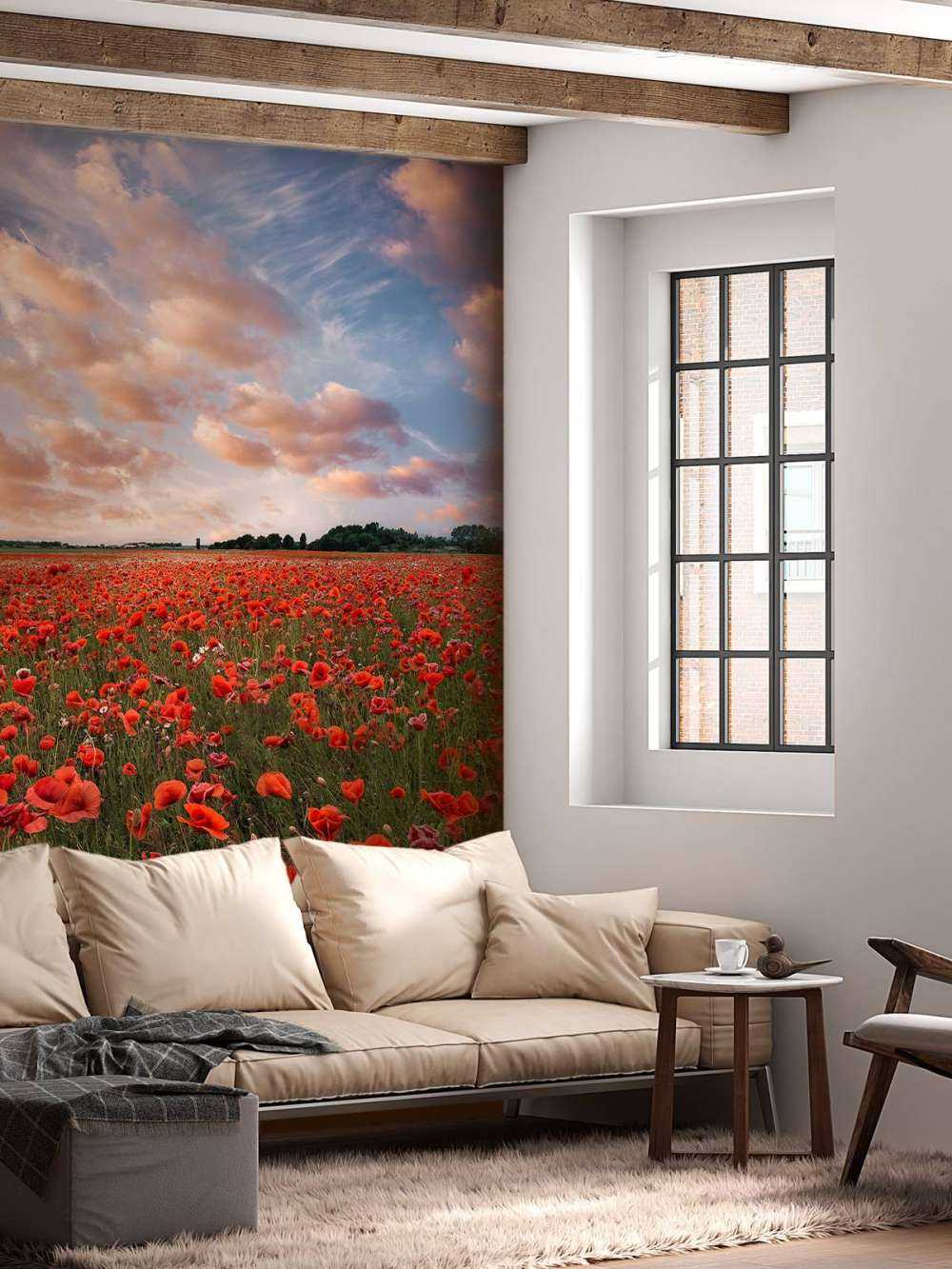 Poppy field in Sweden - Fotobehang