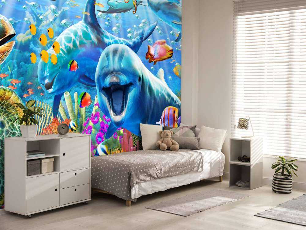 Fotobehang - Underwater Fun Panorama - Fotobehang