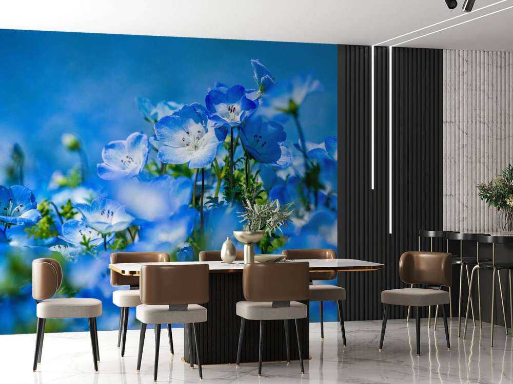 Blauw witte Bosliefjes - Fotobehang