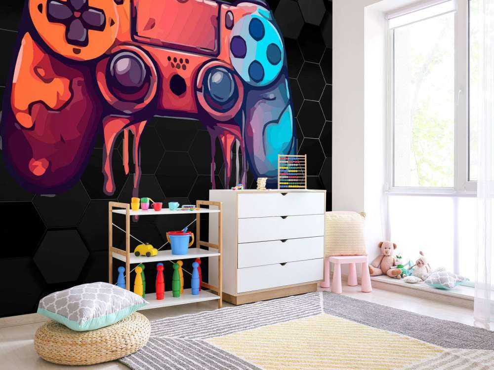 Fotobehang - Dripping Gamer Controller - Fotobehang