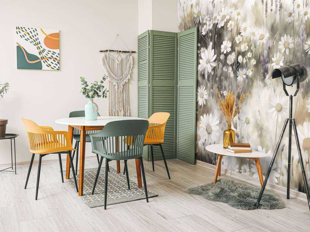 Fotobehang - Quiet Daisies Meadow Cream - Fotobehang