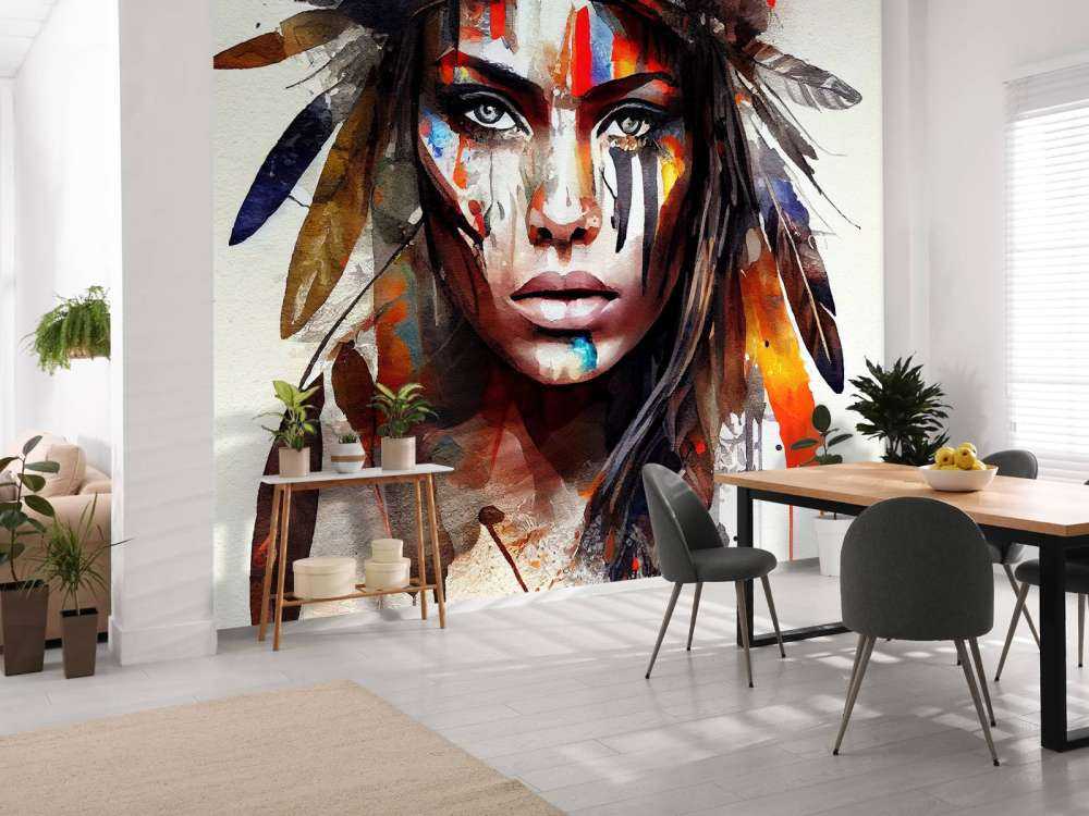 Powerful American Native Woman #7 - Fotobehang