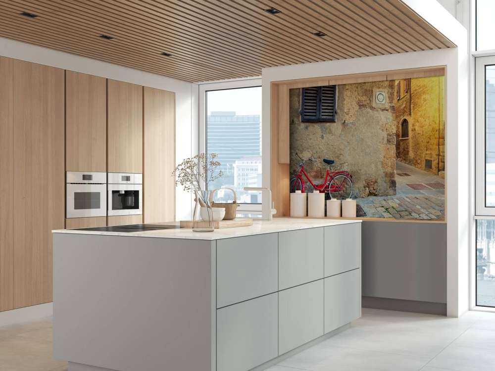 Rode retro fiets - Fotobehang