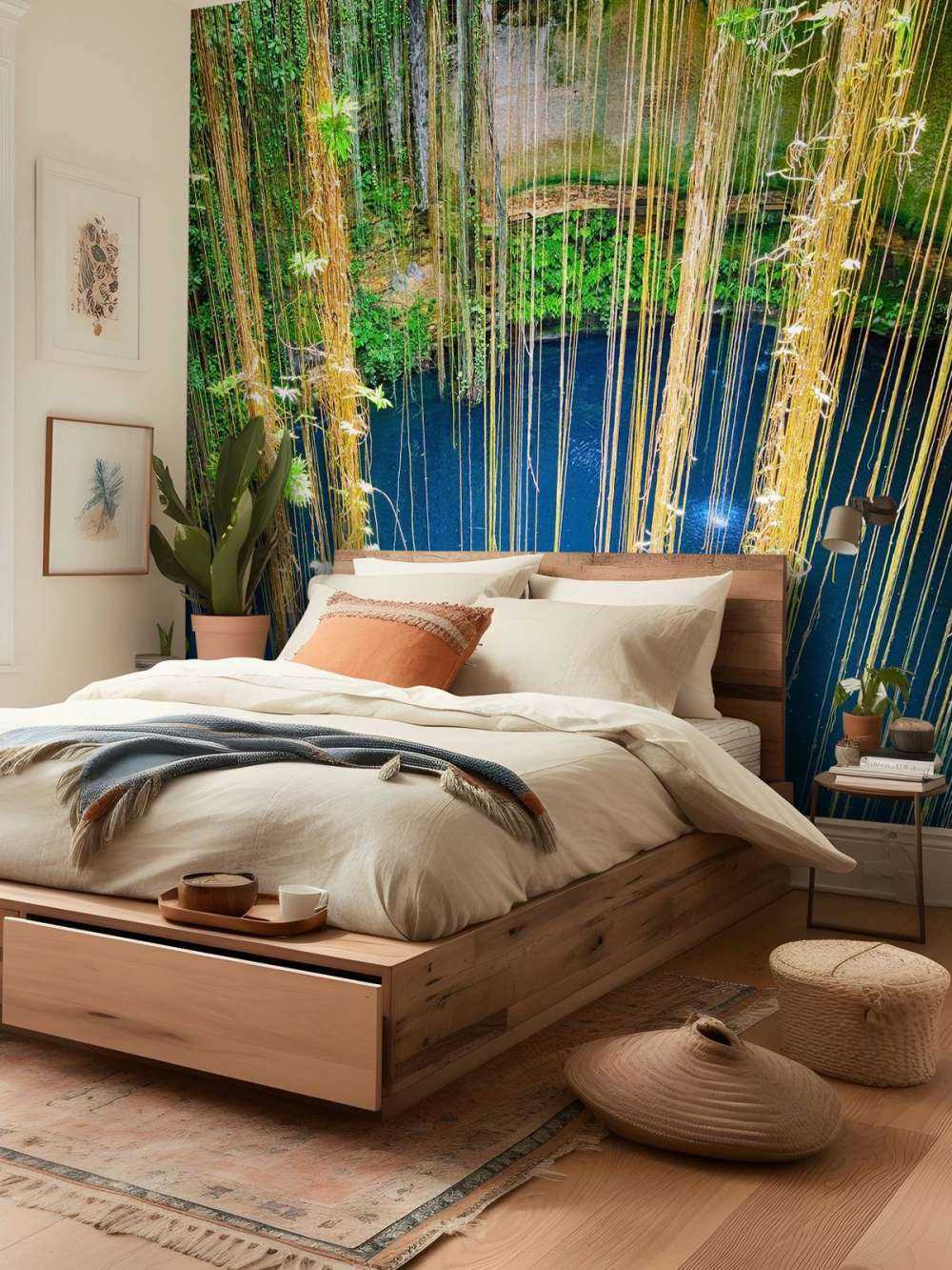 Behang met hangende takken - Fotobehang