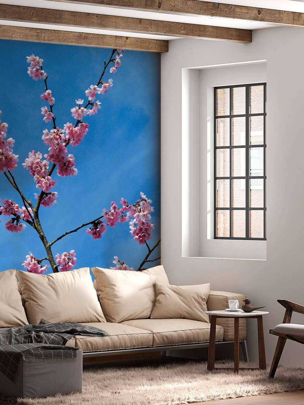 Japanse roze bloesems - Fotobehang