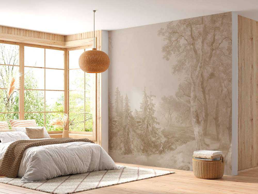 Fotobehang - Forest Landscape Beige #1 - Fotobehang