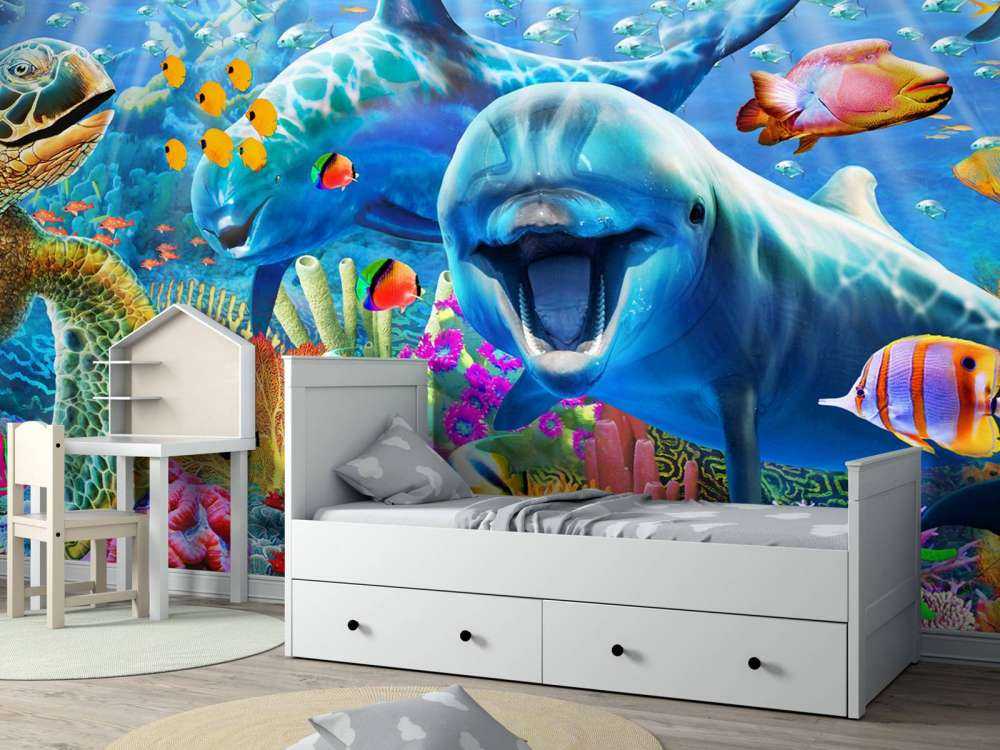 Fotobehang - Underwater Fun Panorama - Fotobehang