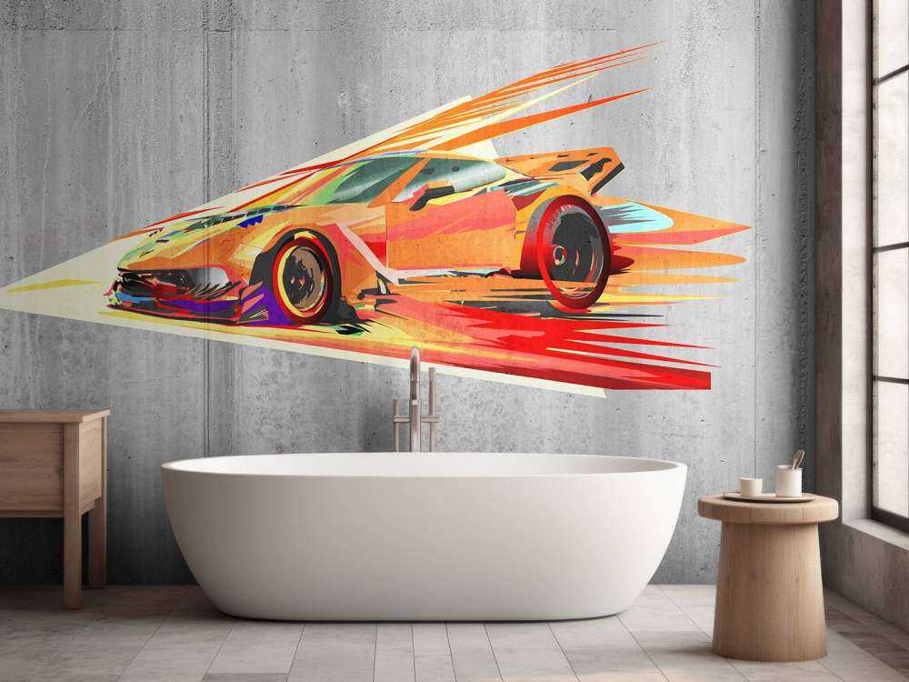 Graffiti raceauto - Fotobehang