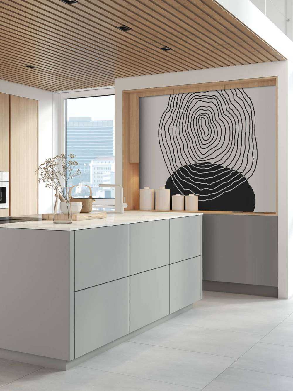 Ronde lijnen en cirkel - Fotobehang