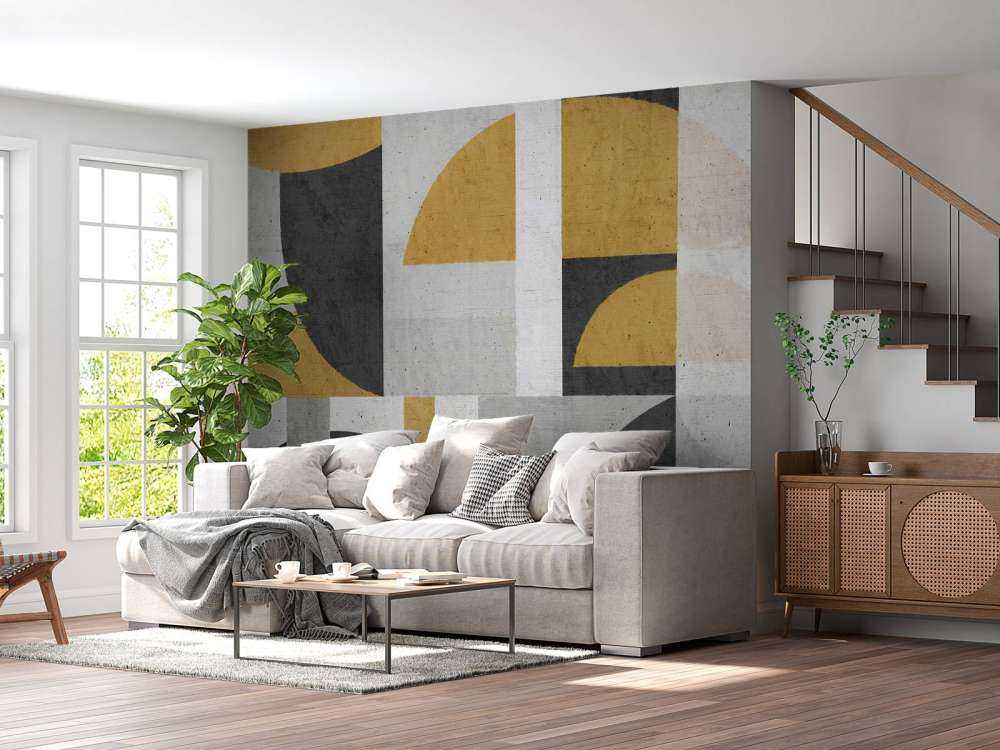 Fotobehang - Halve manen in betonstijl - Fotobehang