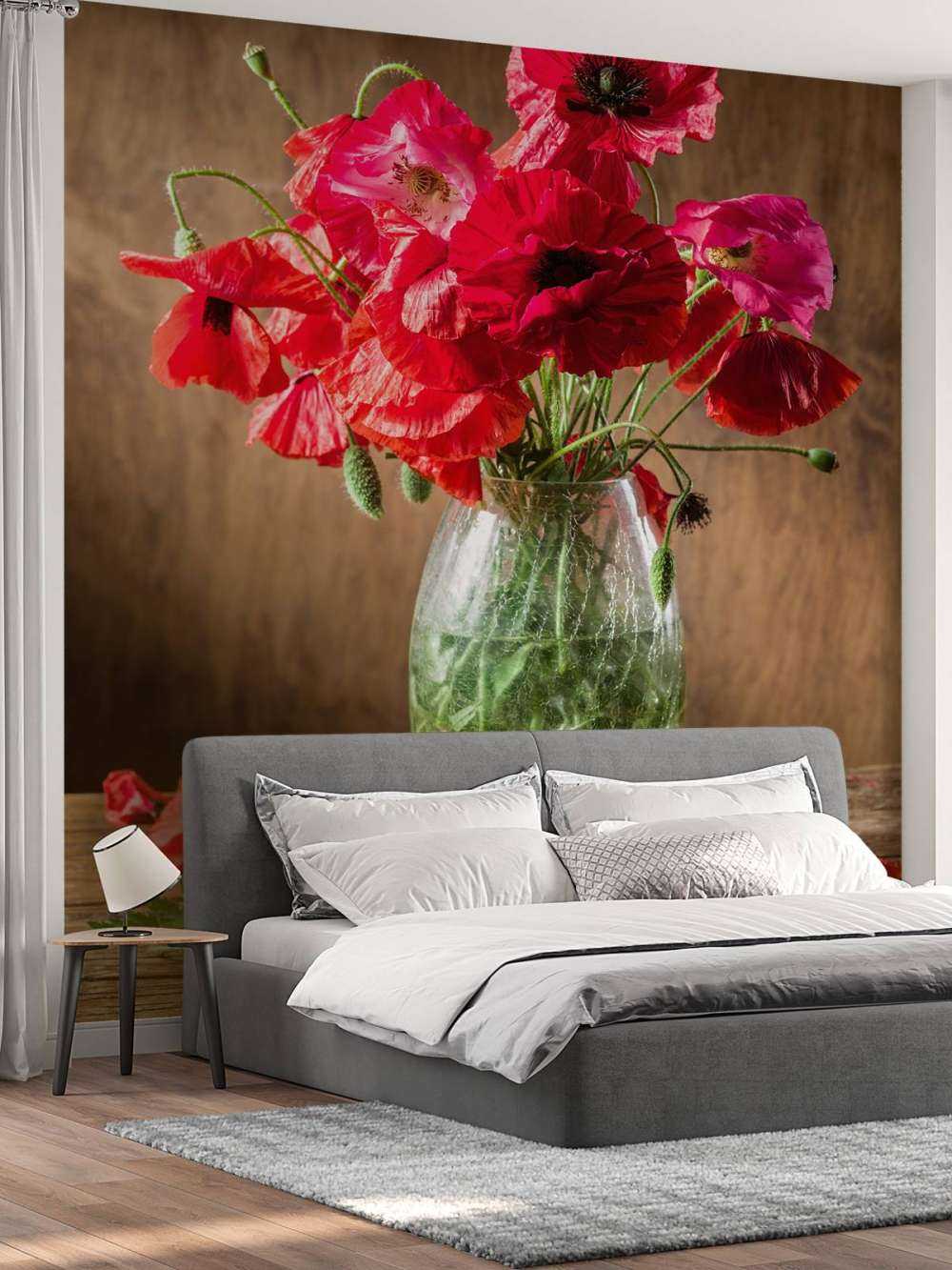 Klaprozen in een vaas - Fotobehang