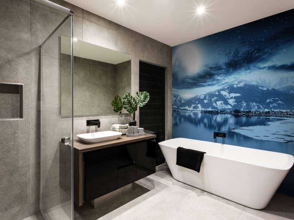 Bevroren meer in de nacht - Fotobehang