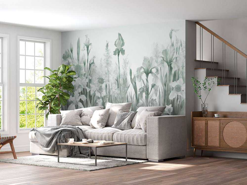 Fotobehang - Fragrant spring Teal - Fotobehang