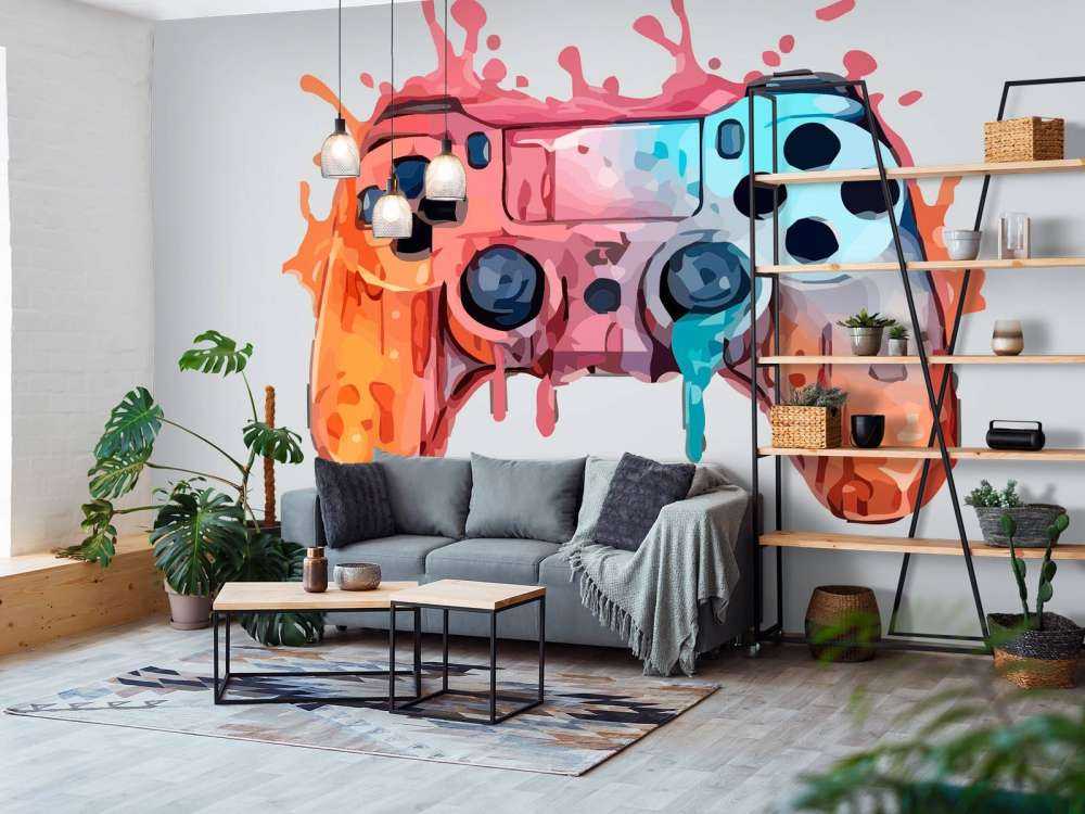 Fotobehang - Watercolor Gamer Splash - Fotobehang