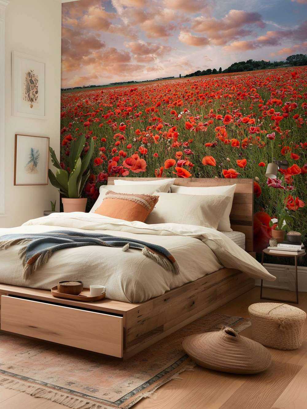 Poppy field in Sweden - Fotobehang