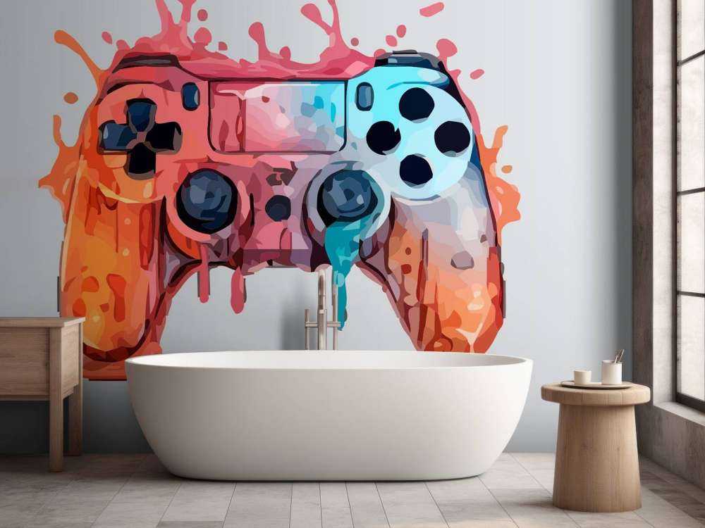 Fotobehang - Watercolor Gamer Splash - Fotobehang