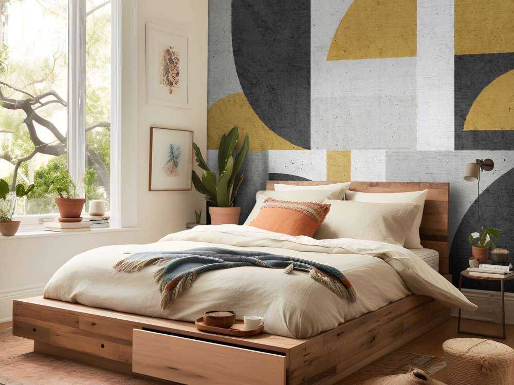 Fotobehang - Halve manen in betonstijl - Fotobehang