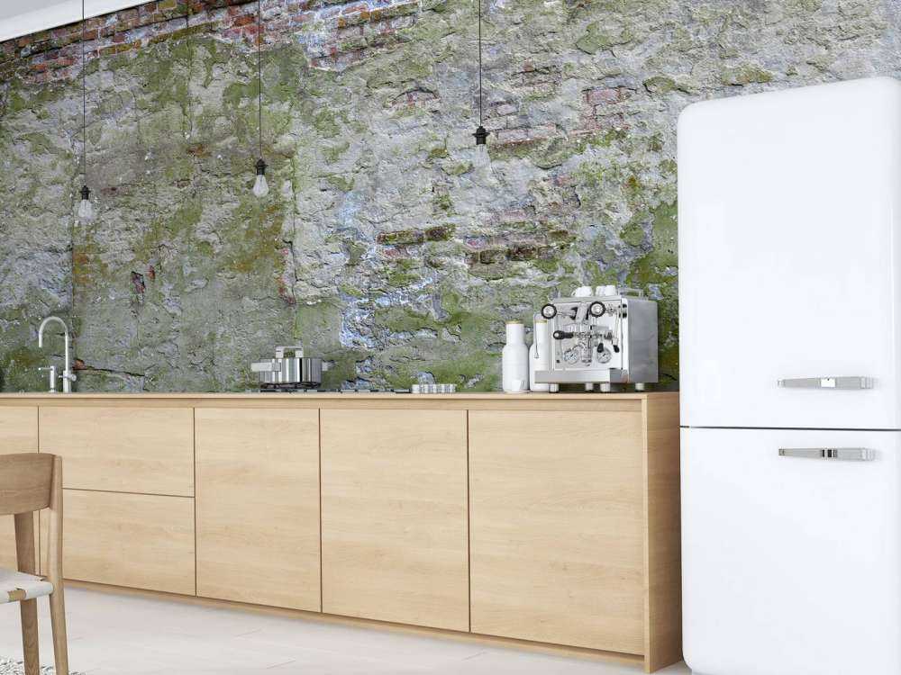 Mos op oude muur - Fotobehang