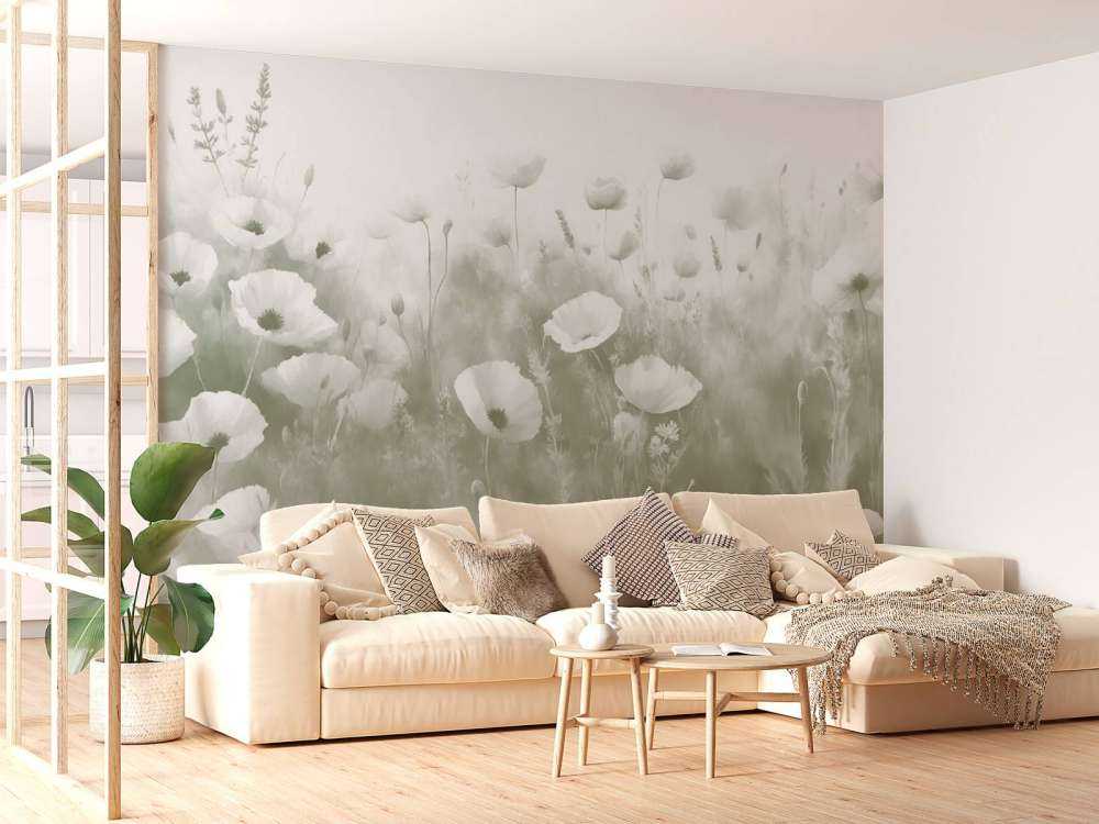 Fotobehang - Wildflower dance - green - Fotobehang