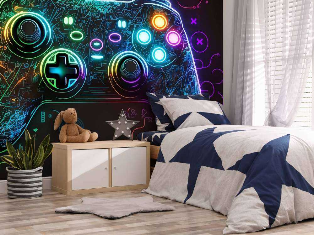 Fotobehang - Cyber Neon Controller - Fotobehang