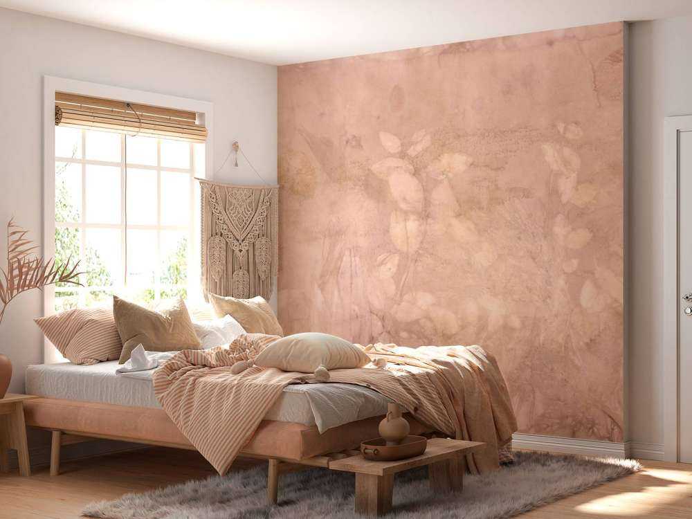 Fotobehang - Wilde braam en weegbree - droomwereld in roze - Fotobehang