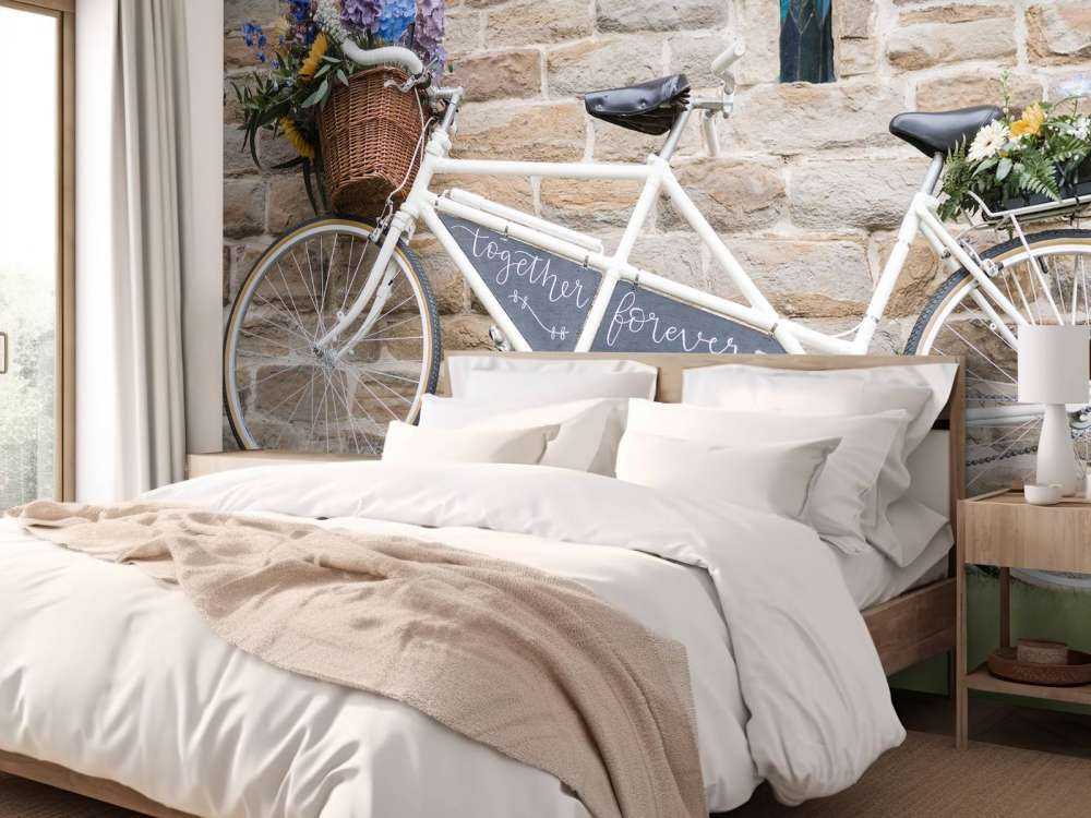 Vintage trouw fiets - Fotobehang