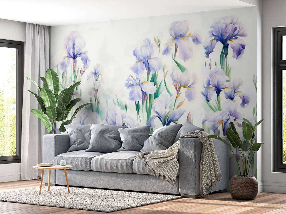 Fotobehang - Irises Dance Seamless Pastel - Fotobehang