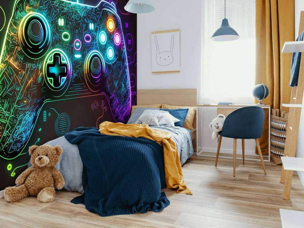 Fotobehang - Cyber Neon Controller - Fotobehang