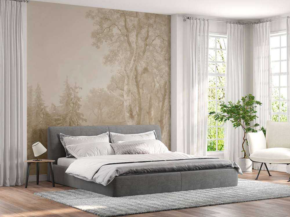 Fotobehang - Forest Landscape Beige #1 - Fotobehang