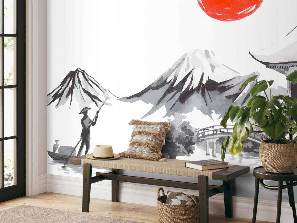 Japanse traditionele tekening - Fotobehang