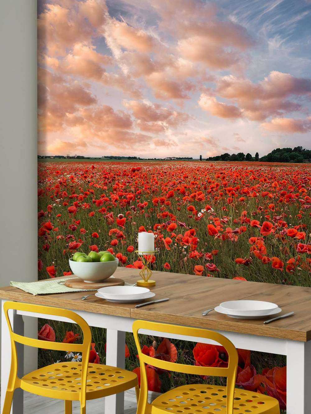 Poppy field in Sweden - Fotobehang