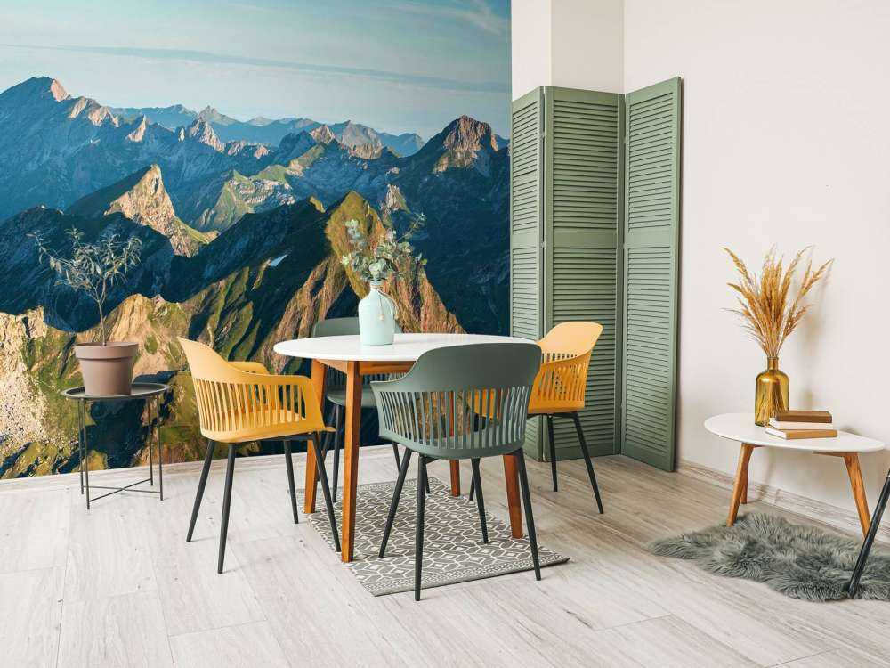 Fotobehang - Zomergloed over bergkam - Fotobehang