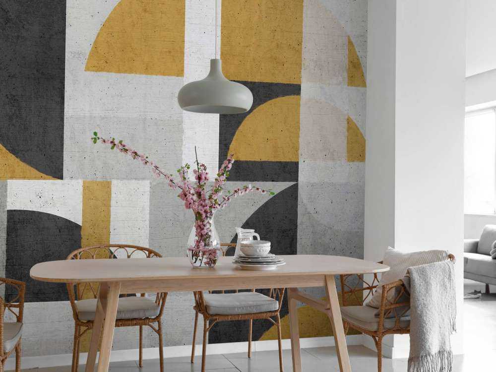 Fotobehang - Halve manen in betonstijl - Fotobehang