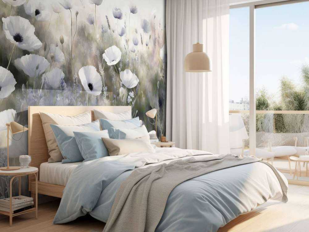 Fotobehang - Wildflower dance - blue - Fotobehang