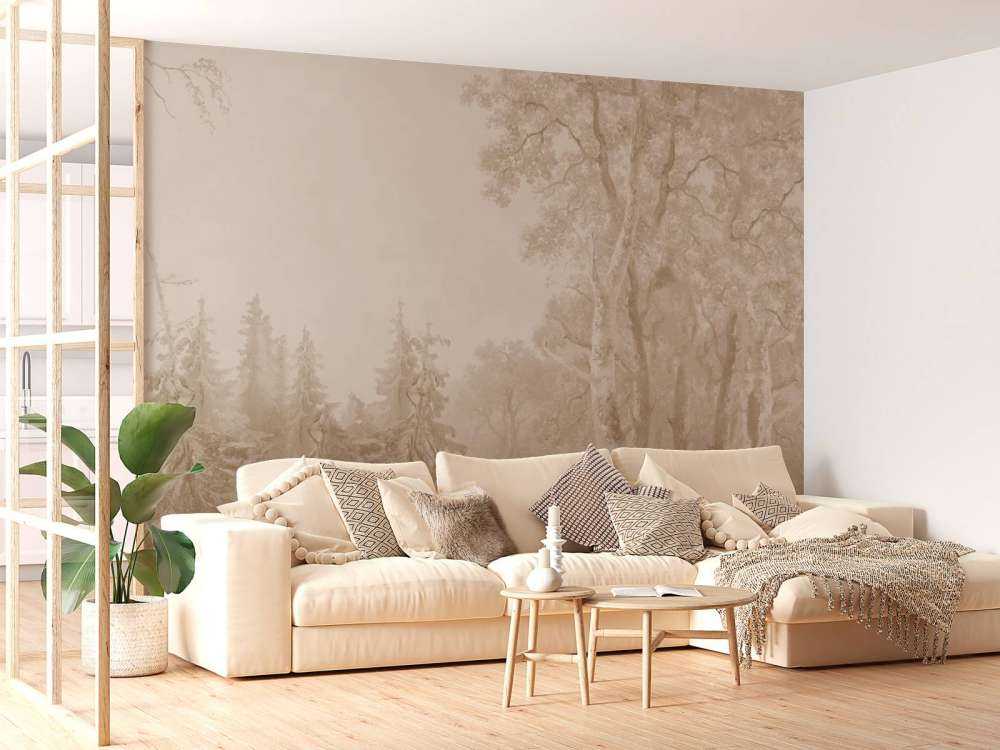 Fotobehang - Forest Landscape Beige #2 - Fotobehang