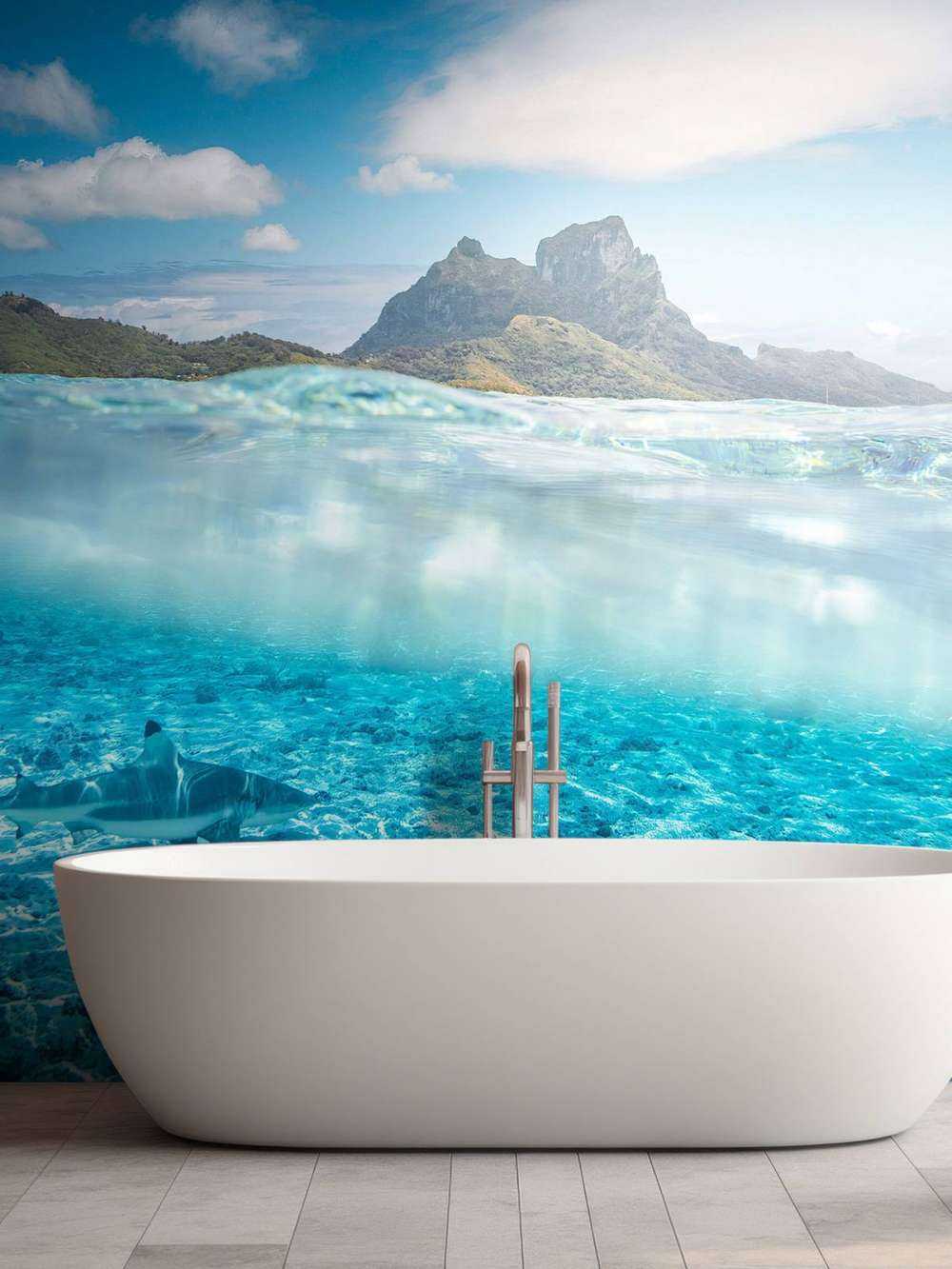 Fotobehang - Rifhaaien in turquoise lagune - Fotobehang