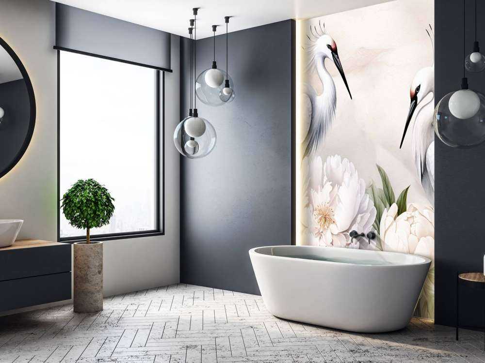 Fotobehang - Storks Romance Cream - Fotobehang