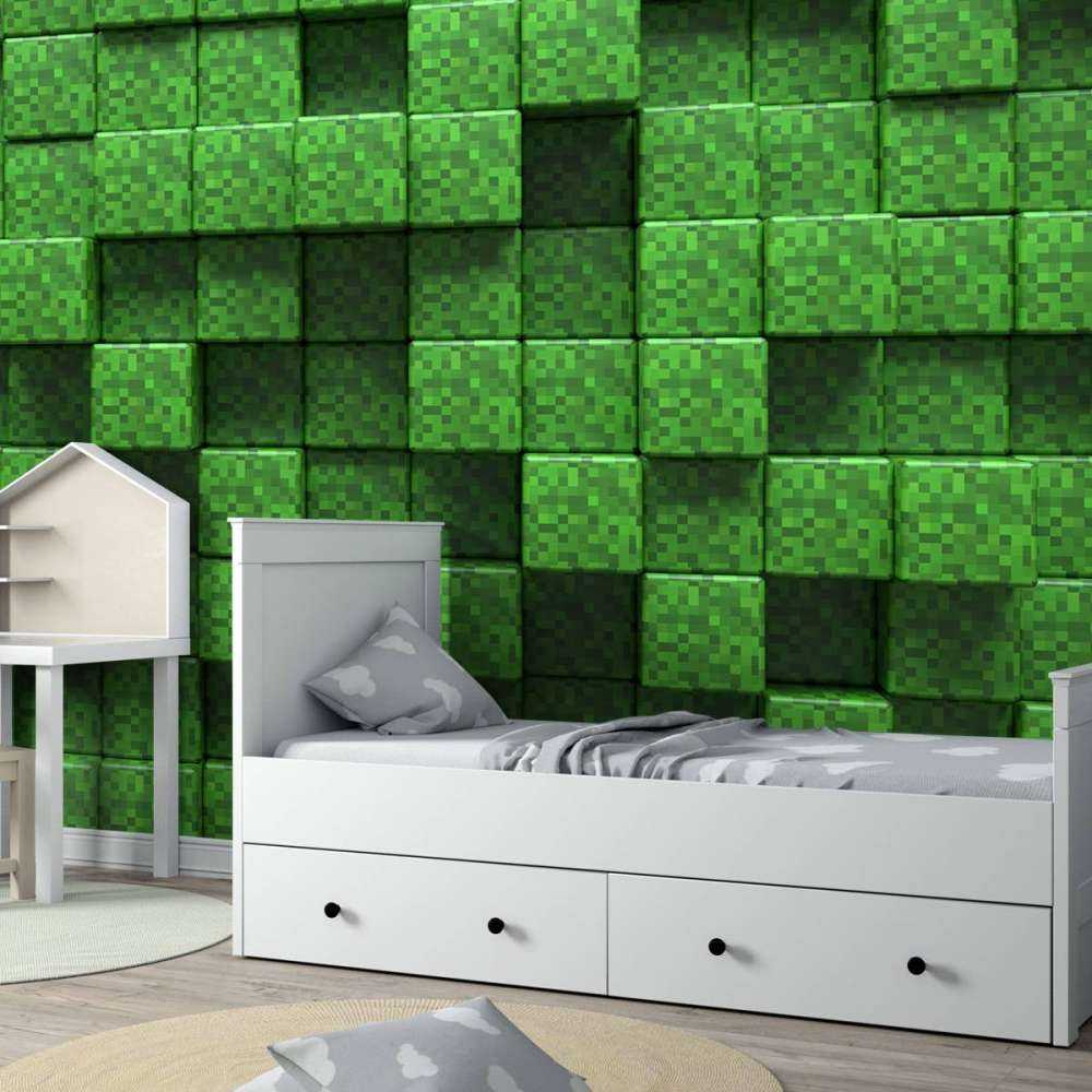 3D Minecraft gras - Fotobehang