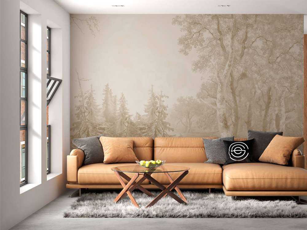 Fotobehang - Forest Landscape Beige #1 - Fotobehang