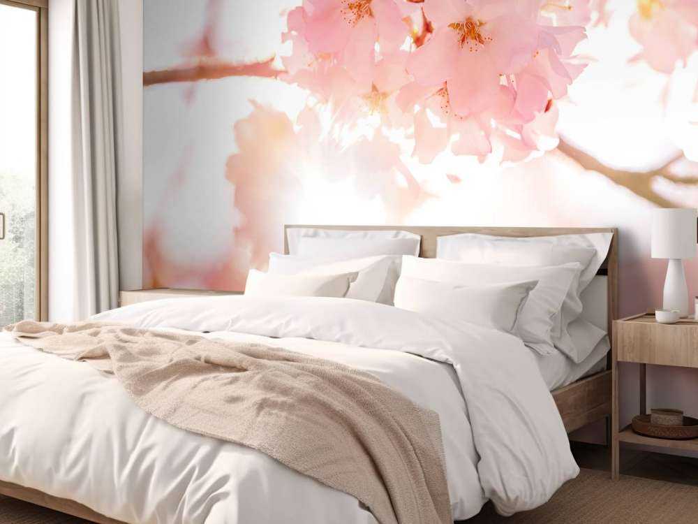 Lichte roze bloesems - Fotobehang