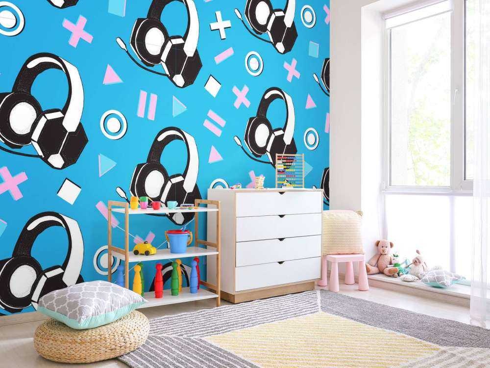 Fotobehang - Retro Gaming Headset - Fotobehang