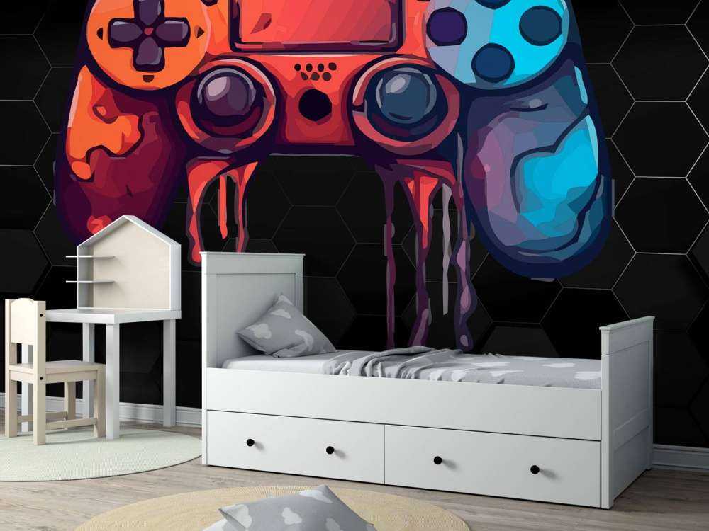 Fotobehang - Dripping Gamer Controller - Fotobehang