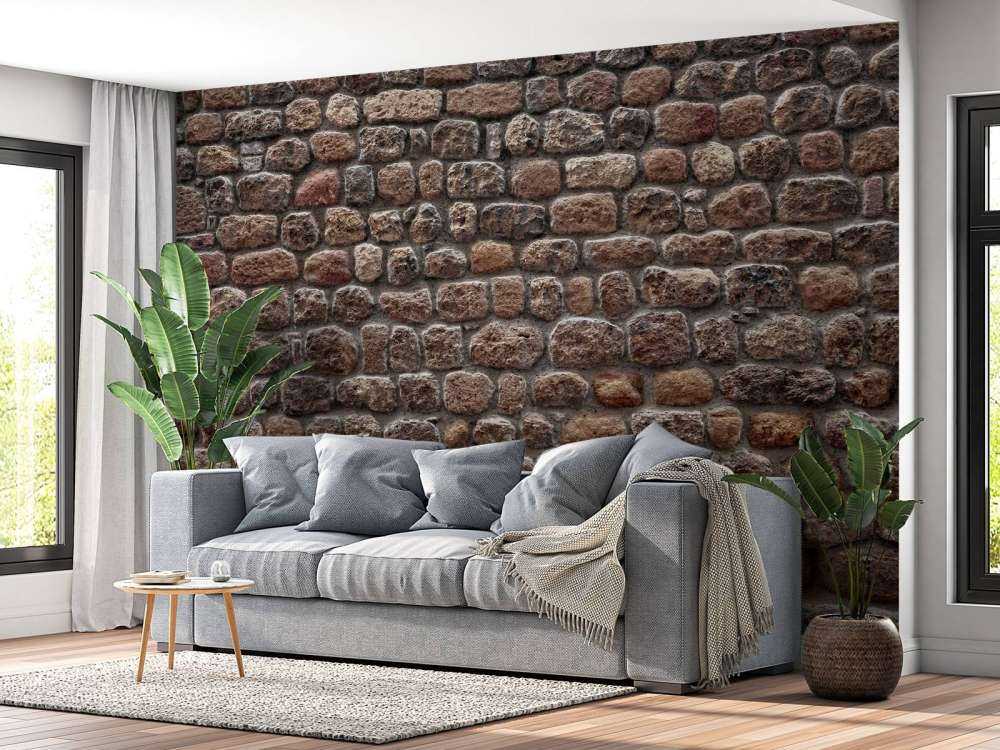 Muur met grote stenen - Fotobehang