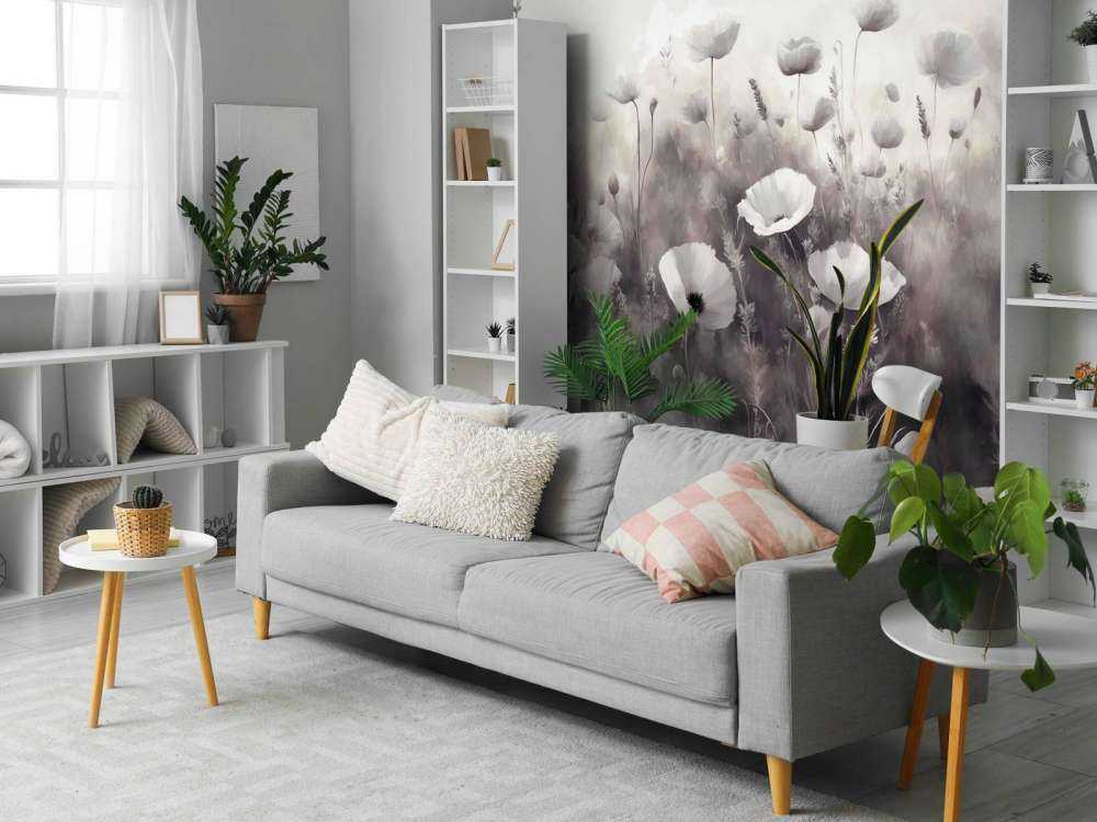 Fotobehang - Wildflower dance - black - Fotobehang