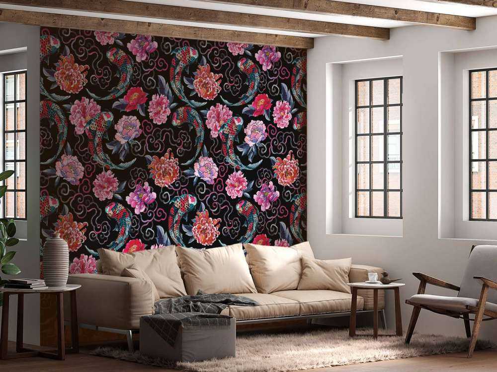 Aziatische bloemen - Fotobehang